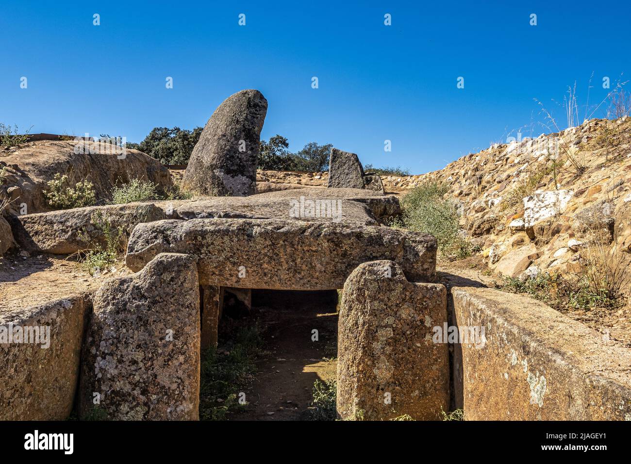 Dolmen of Lacara, funeral chamber. Ancient megalithic building near La ...