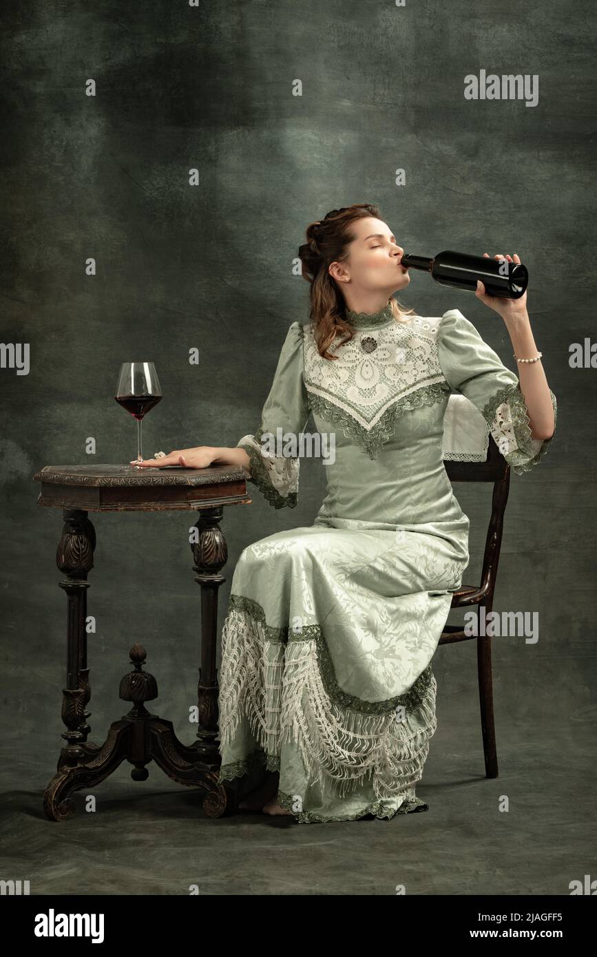 Conceptual portrait of young charming girl in image of medieval royal ...