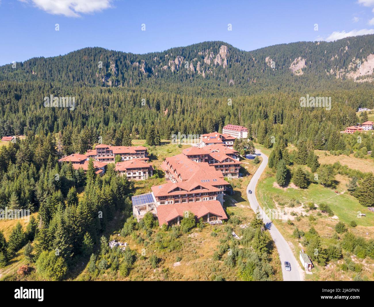 Aerial Panorama of Rhodope Mountains near Smolyan lakes, Smolyan Region ...