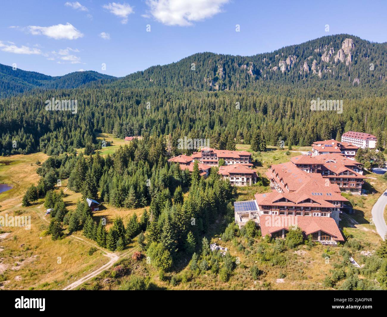 Aerial Panorama of Rhodope Mountains near Smolyan lakes, Smolyan Region ...