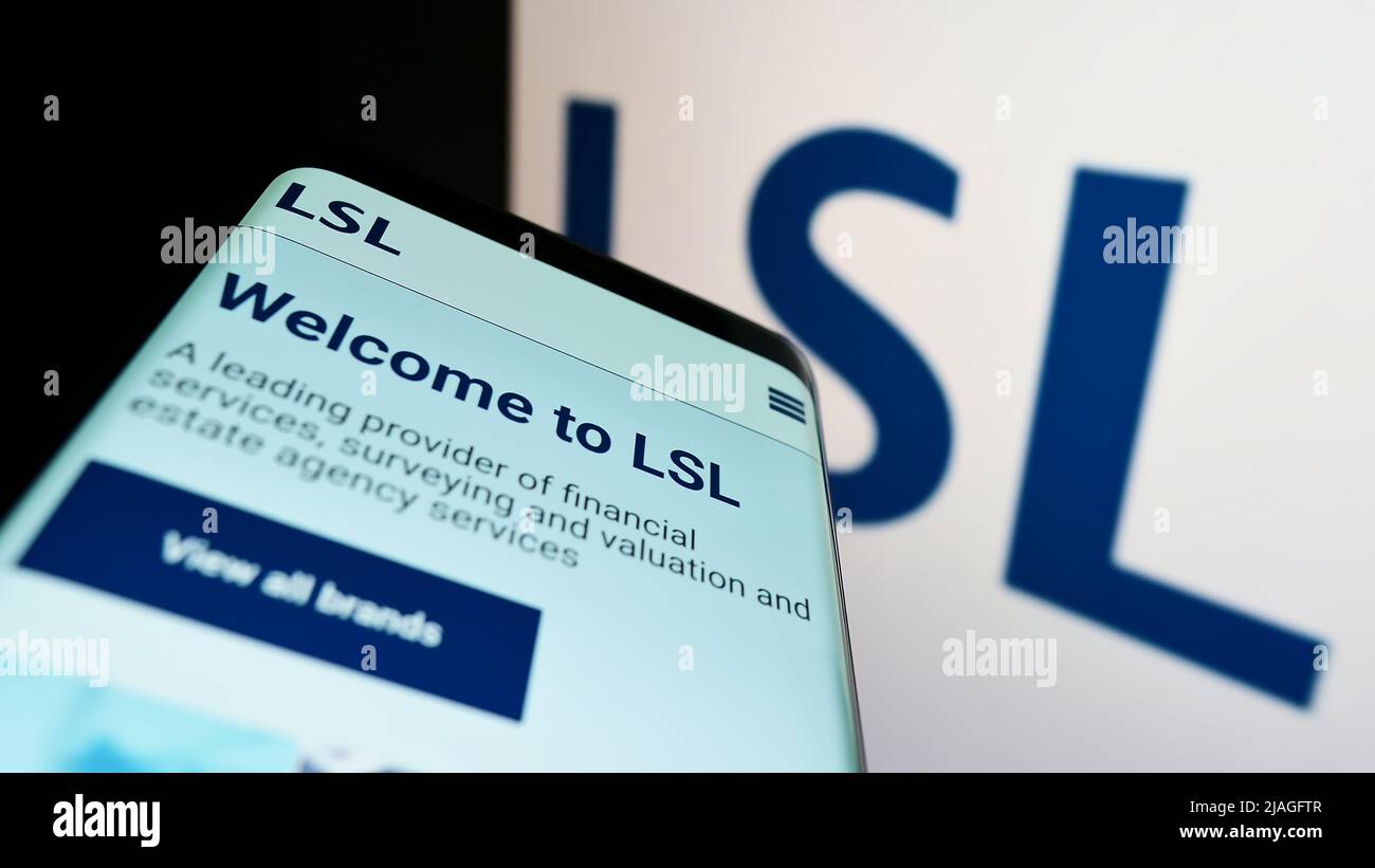 Mobile phone with website of British company LSL Property Services plc ...