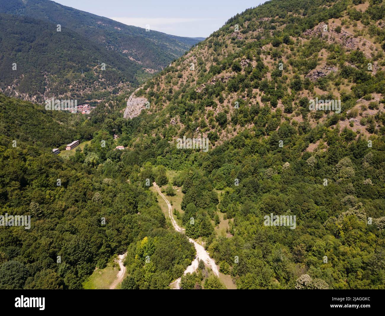 Amazing Aerial panorama of Rhodope Mountains near The Red Wall peak ...