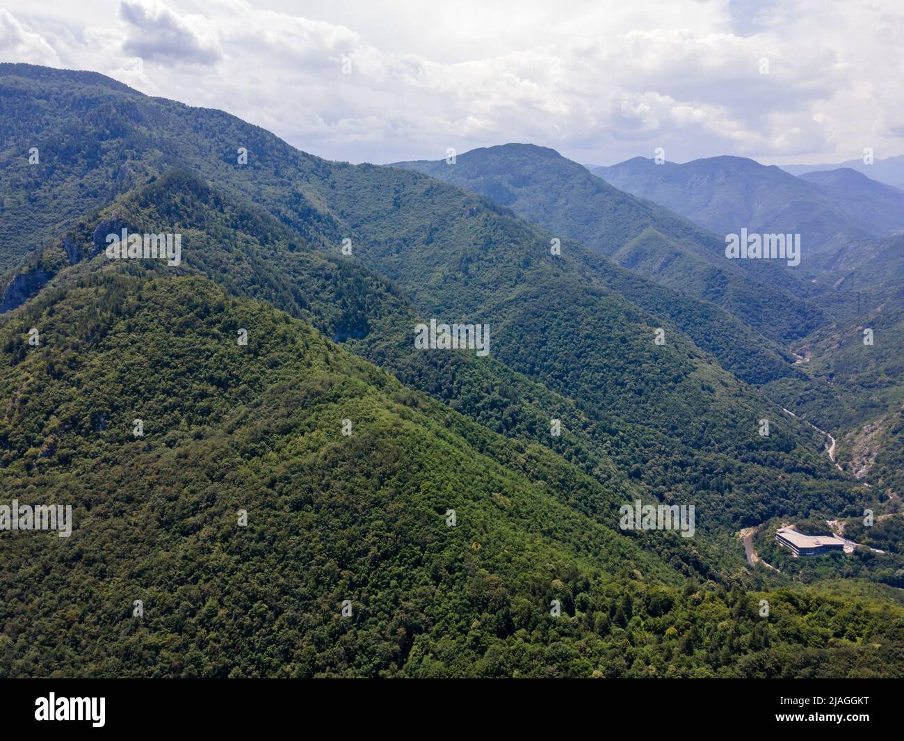Amazing Aerial panorama of Rhodope Mountains near The Red Wall peak ...