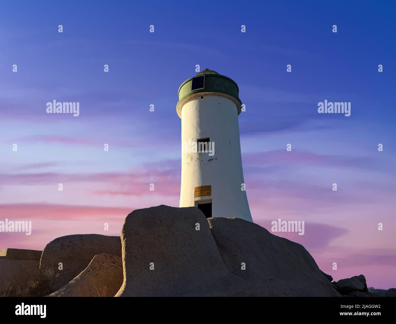 Palau, Sardinia. Sunset at Porto Faro lighthouse Stock Photo - Alamy