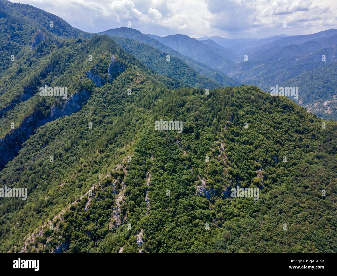 Amazing Aerial panorama of Rhodope Mountains near The Red Wall peak ...