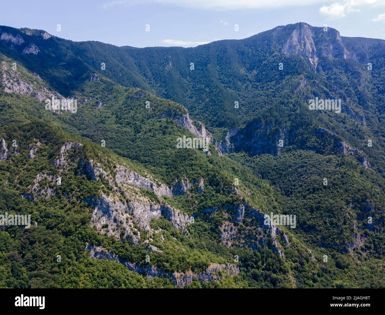Amazing Aerial panorama of Rhodope Mountains near The Red Wall peak ...