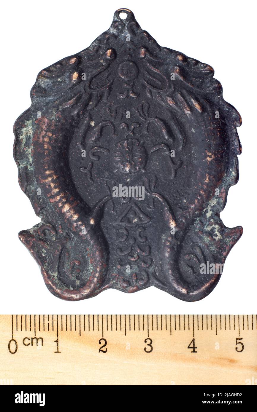 Ancient copper amulet for good luck. Feng Shui. China. Isolated on ...