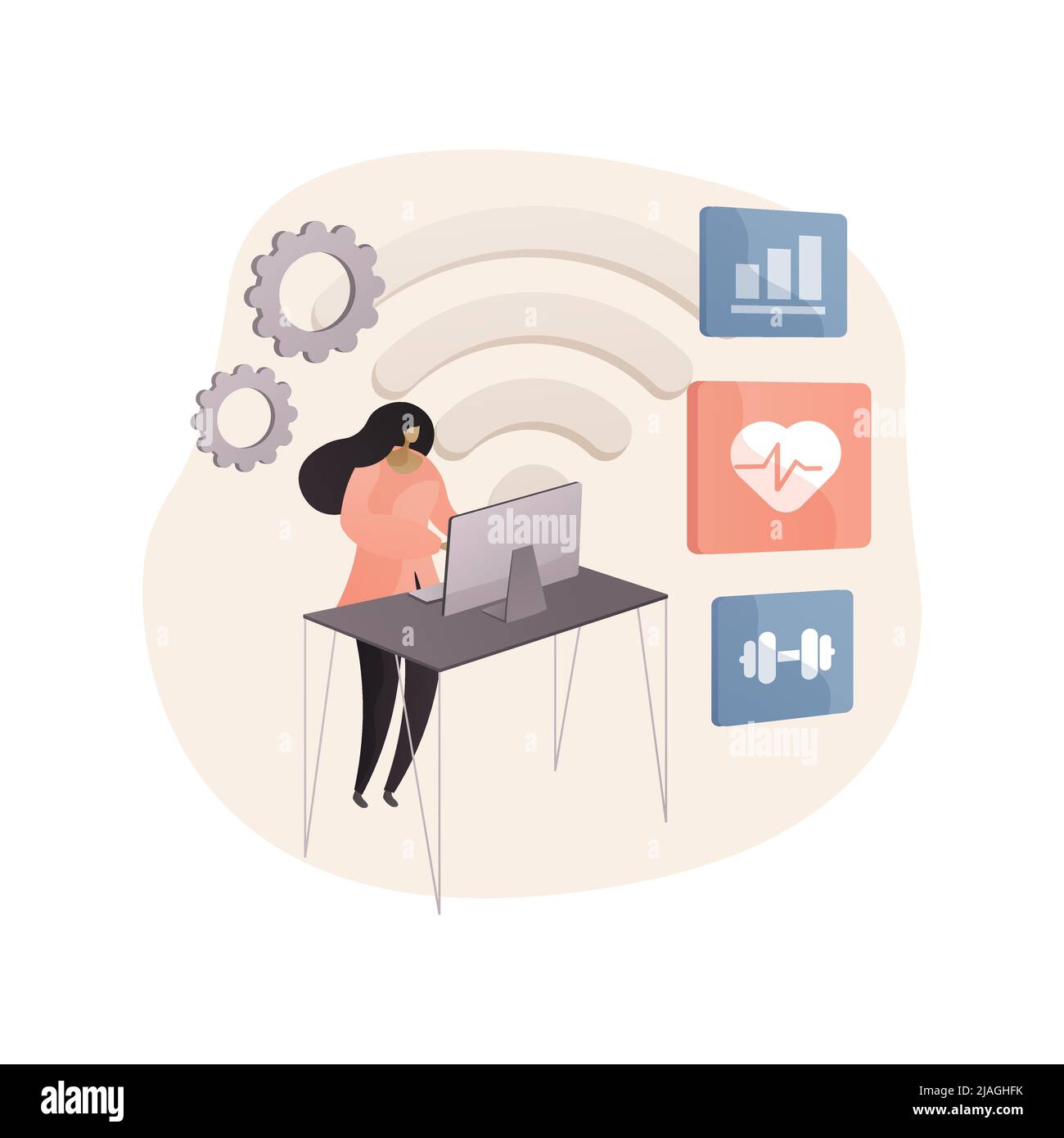 Health-focused IOT desks abstract concept vector illustration Stock ...