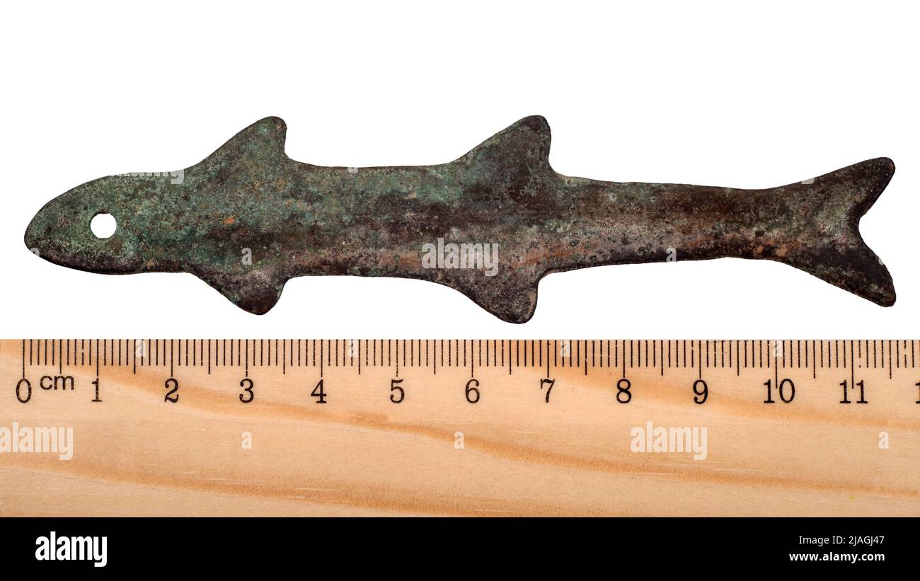 Ancient bronze coins in the form of fish Zhou Dynasty. China. Isolated ...