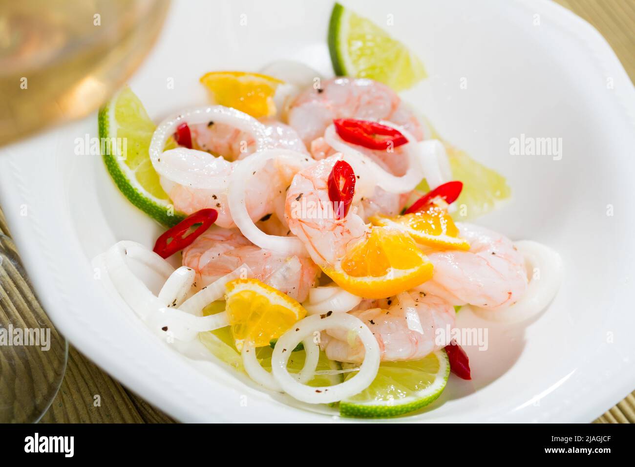 Shrimp ceviche with lime Stock Photo - Alamy