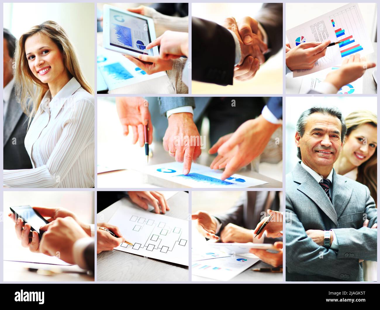 Collage of photo young people working together in business Stock Photo ...