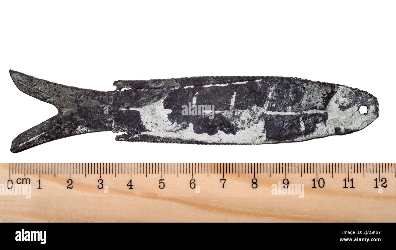 Ancient bronze coins in the form of fish Zhou Dynasty. China. Isolited ...