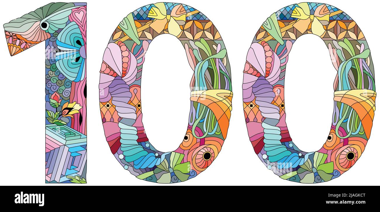 Hundred Isolated zentangle illustration for decoration Stock Vector ...