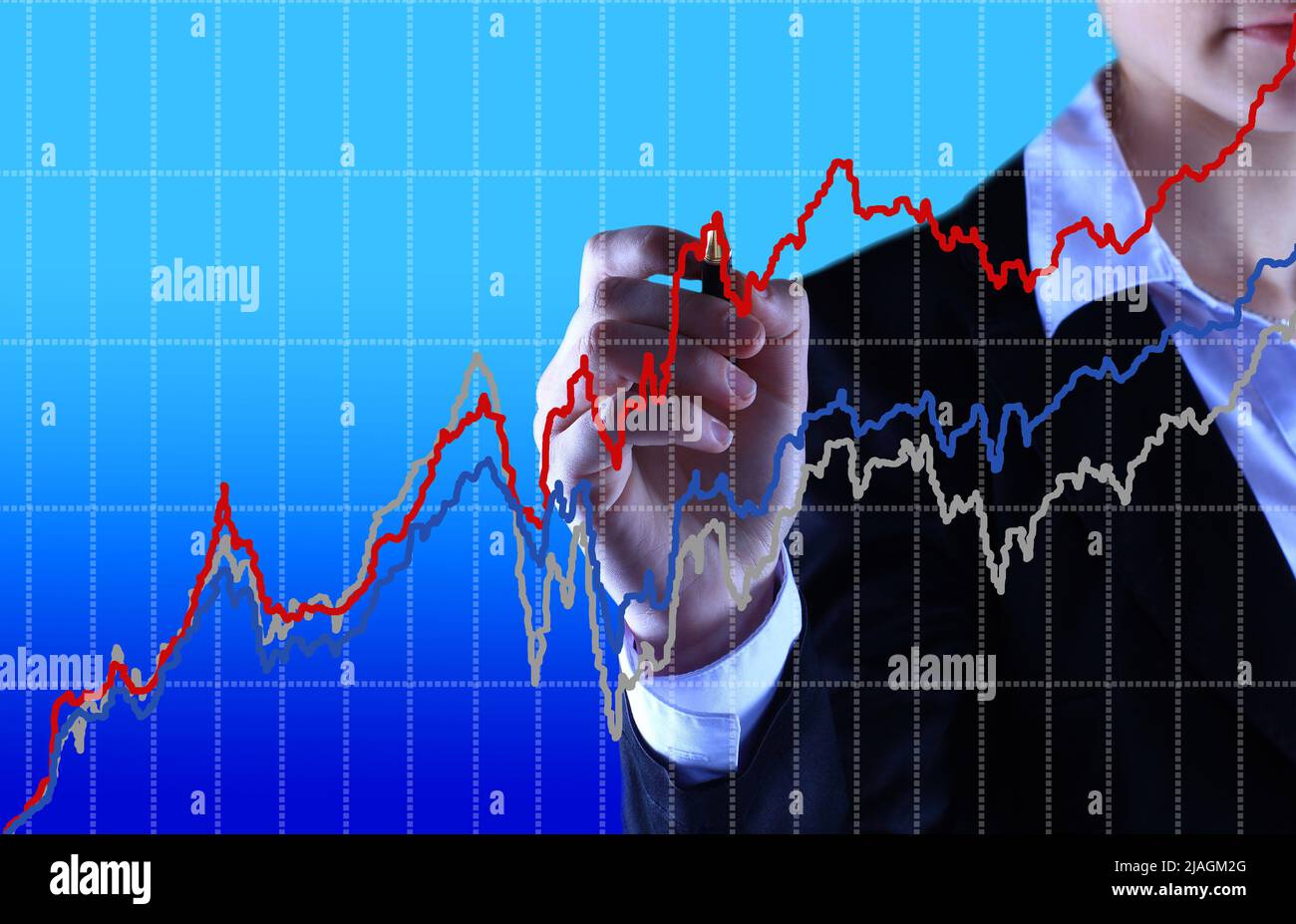 Business woman write graph on transparent digital screen Stock Photo ...