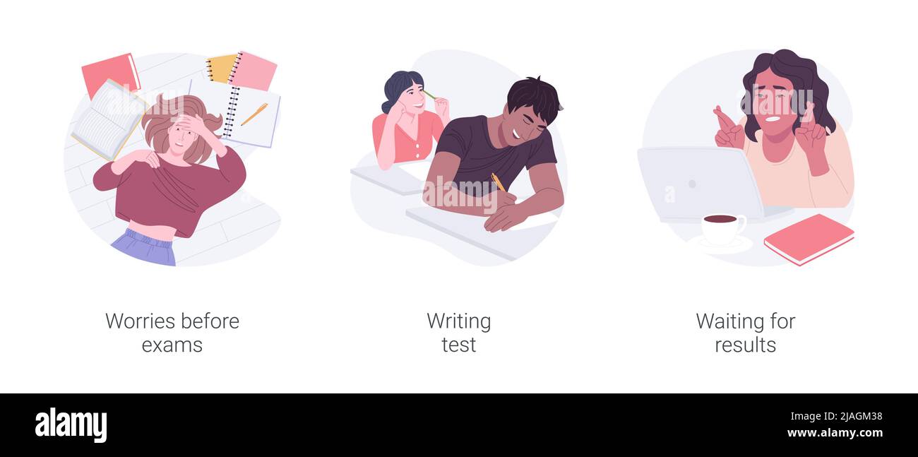 College exams isolated cartoon vector illustrations set Stock Vector ...