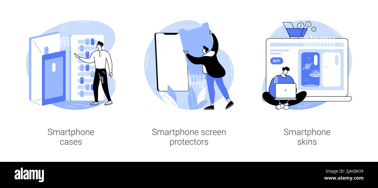 Smartphone protection accessories isolated cartoon vector illustrations ...