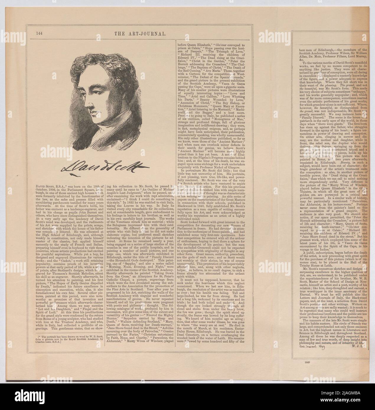 David Scott ". David Scott, Scottish painter (from" The Art Journal ...