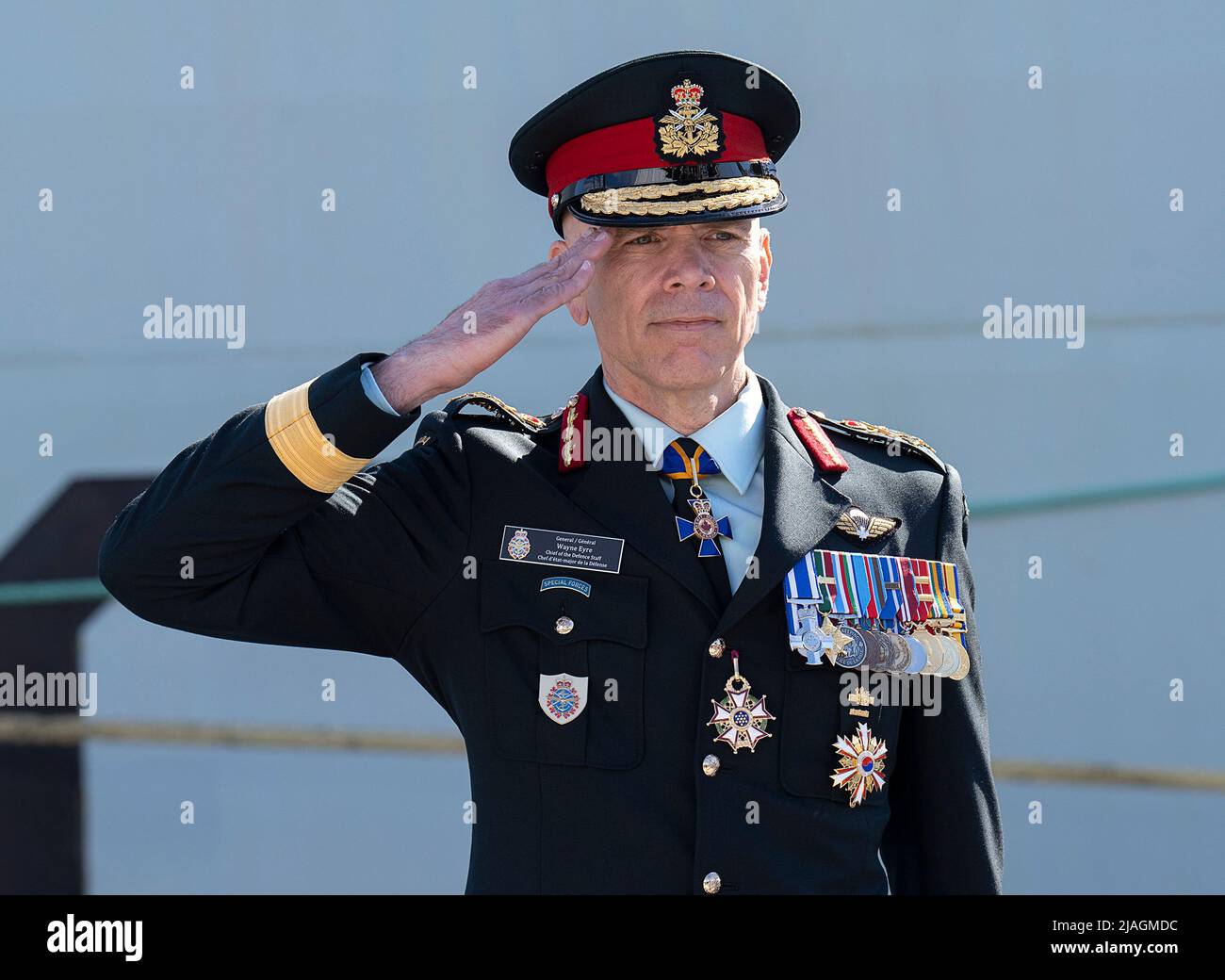 Gen. Wayne Eyre takes a salute as he attends a Change of Command ...