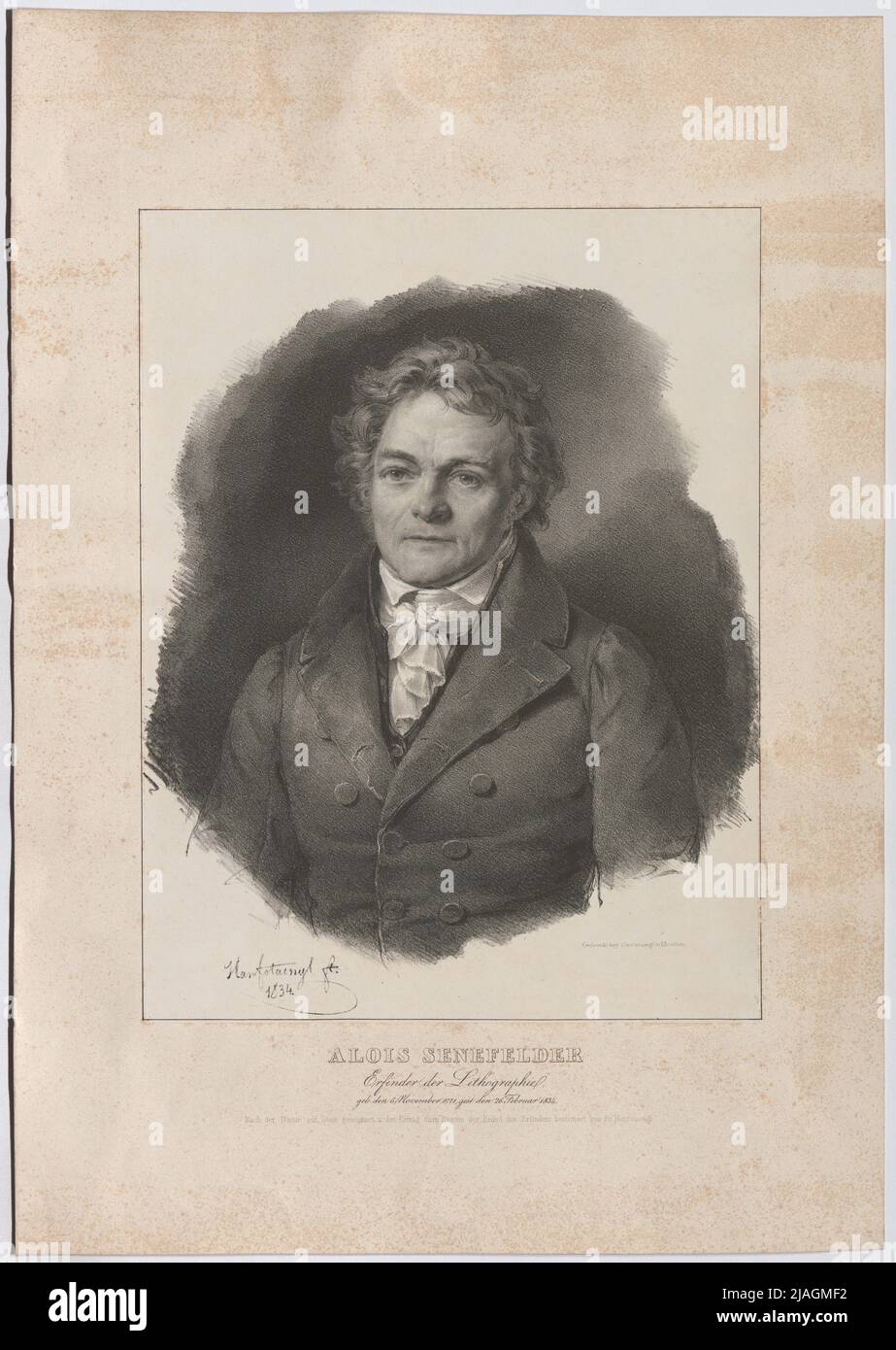 Alois Senefeld inventor of lithographic, born November 6, 1771, died on ...