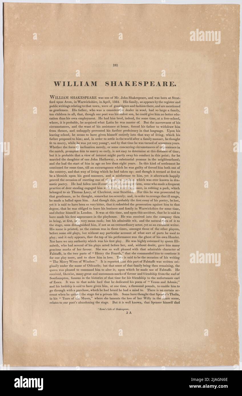 Shakespeare biografie hi-res stock photography and images - Alamy