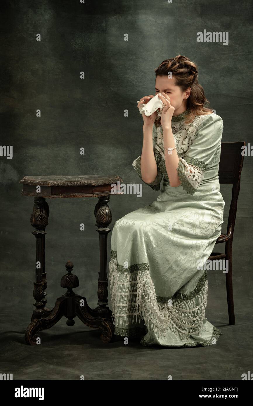 Conceptual portrait of young charming girl in image of medieval royal ...