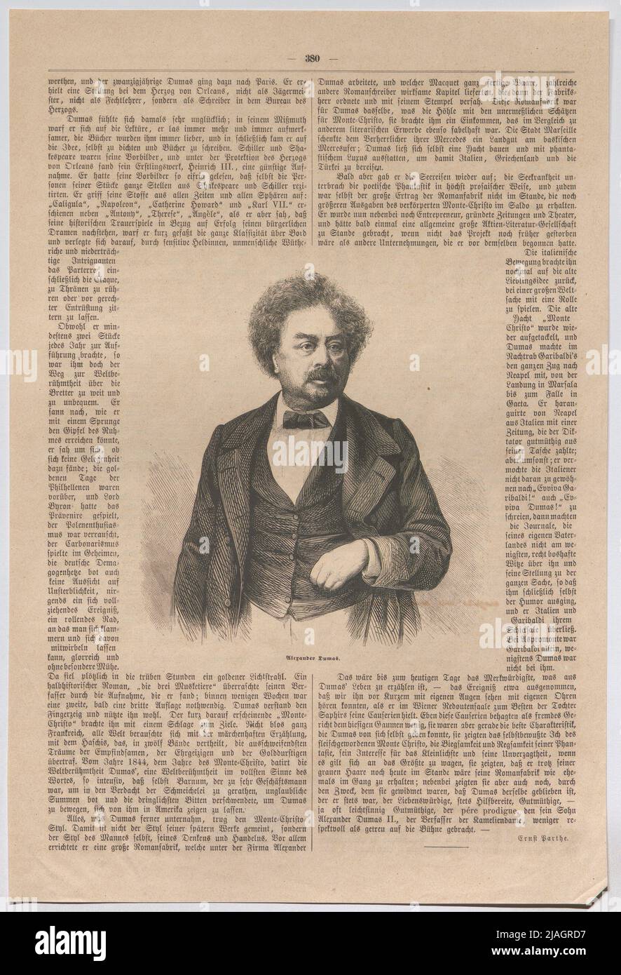Alexander Dumas ". Alexandre Dumas; portrait and biography (" Waldheim ...