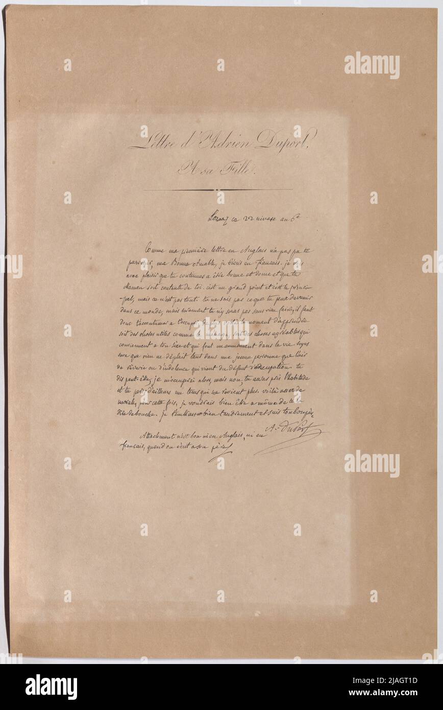 Lettre D´adrien Duport, A Sa Fille ". Letter from Adrien Duport to his ...