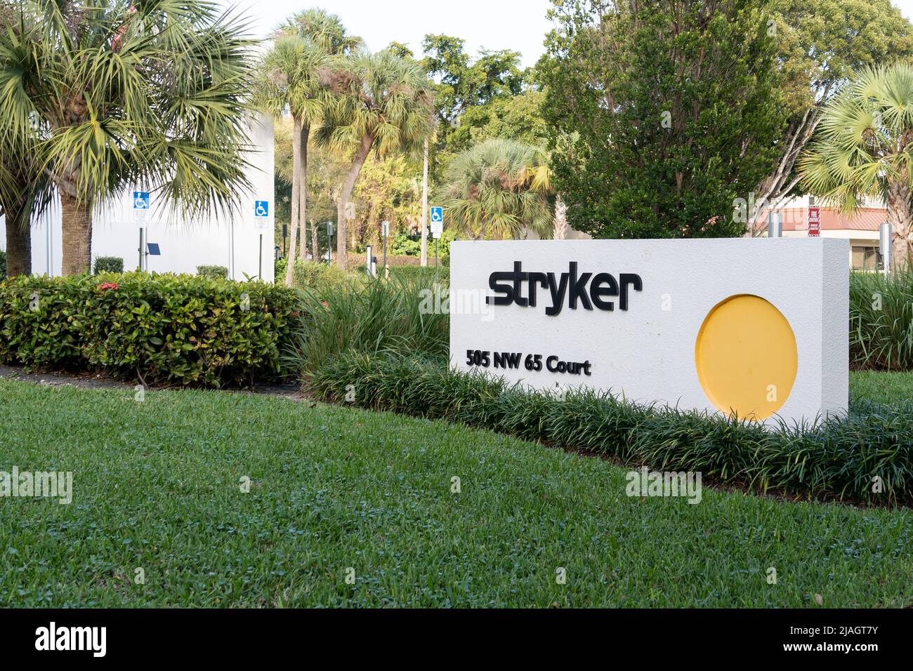 Fort Lauderdale, Fl, USA - January 2, 2022: Stryker sign is shown in ...