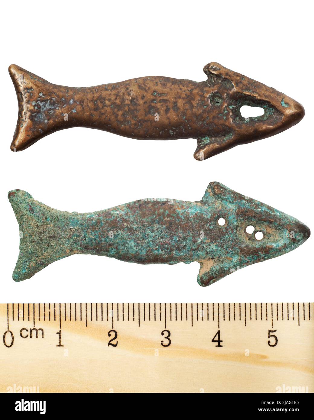 Ancient bronze coins in the form of fish Zhou Dynasty. China. Isolated ...