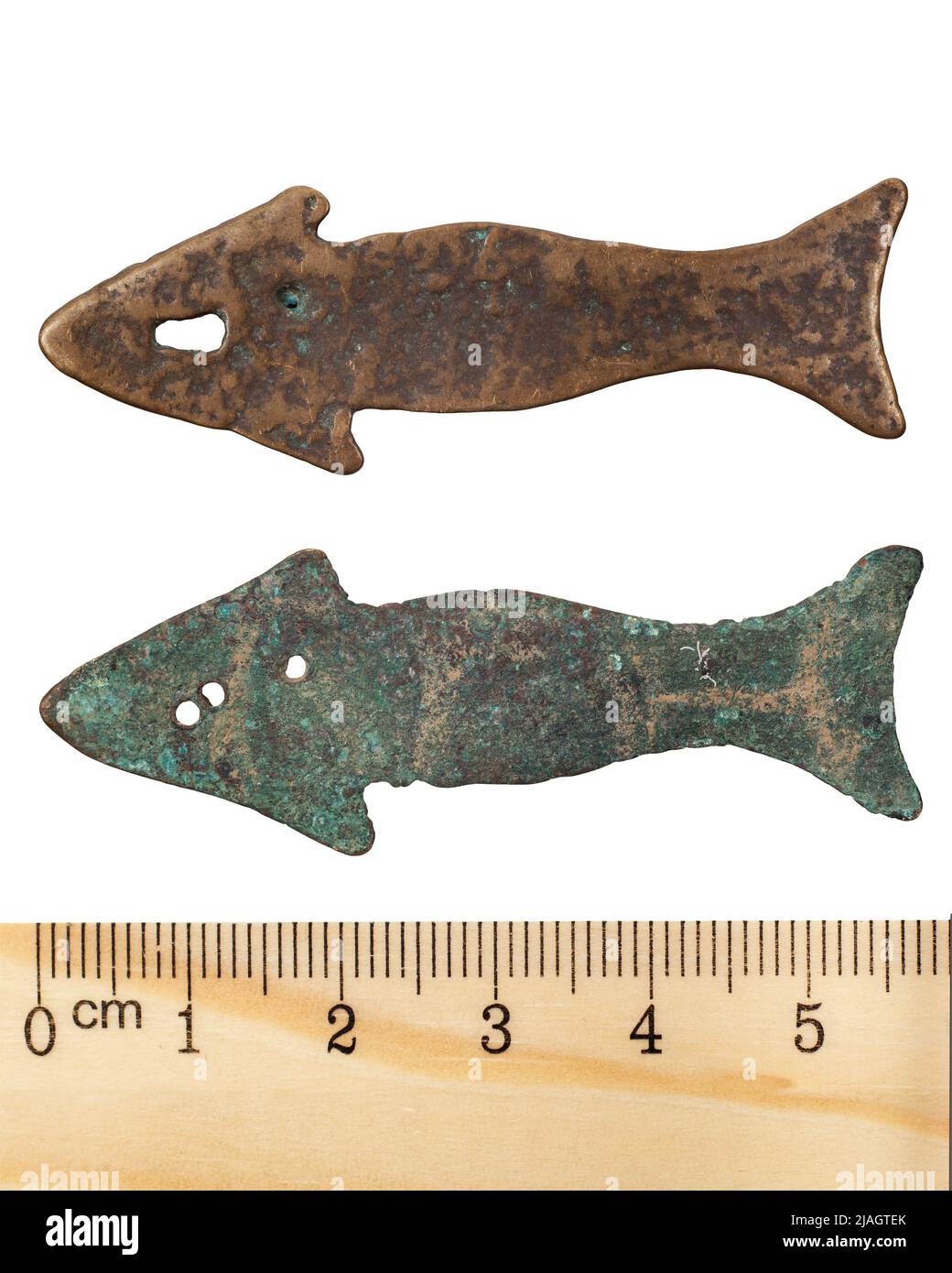 Ancient bronze coins in the form of fish Zhou Dynasty. China. Isolated ...