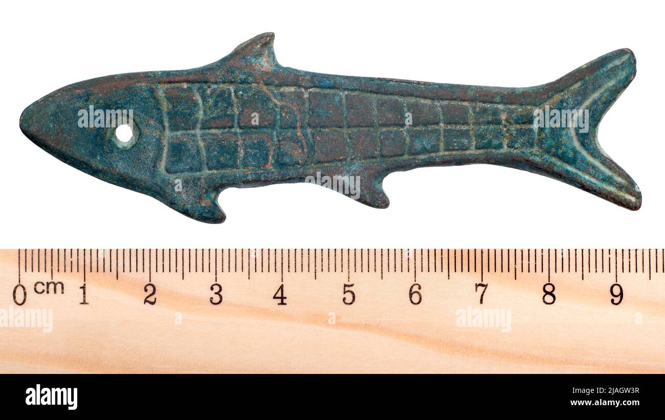 Ancient bronze coins in the form of fish Zhou Dynasty. China. Isolated ...