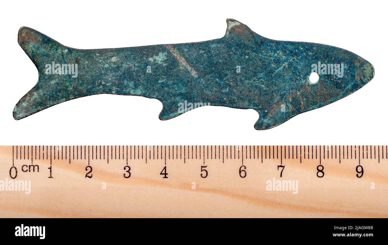 Ancient bronze coins in the form of fish Zhou Dynasty. China. Isolated ...