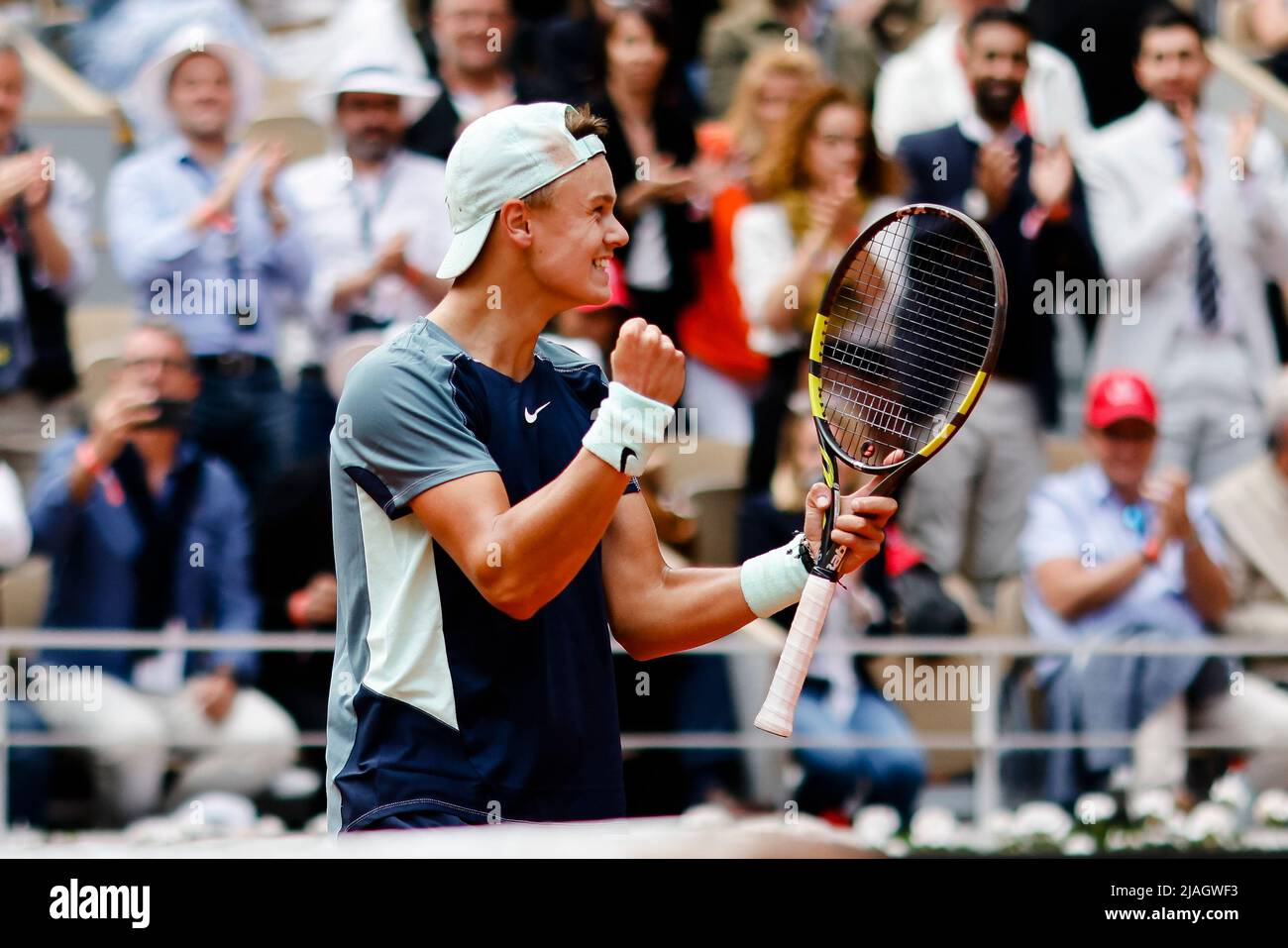 Paris, France. 30th May, 2022. Tennis player Holger Rune from Denmark ...