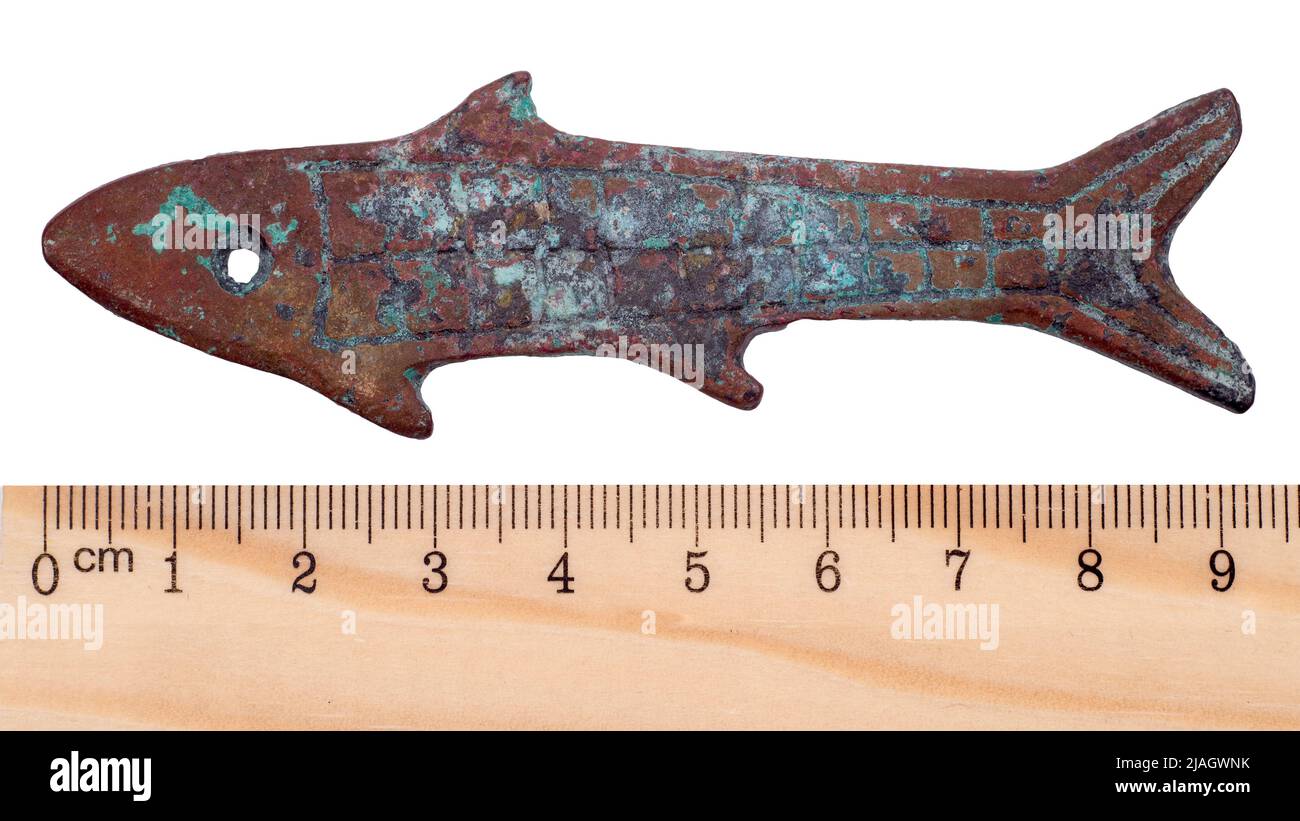 Ancient bronze coins in the form of fish Zhou Dynasty. China. Isolated ...