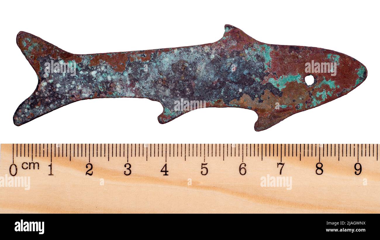 Ancient bronze coins in the form of fish Zhou Dynasty. China. Isolated ...