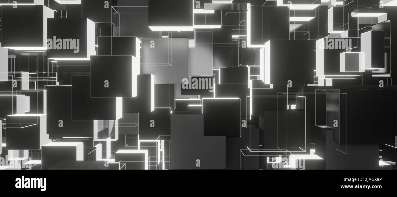 Grey silver Tech squares on abstract background 3d render Stock Photo ...