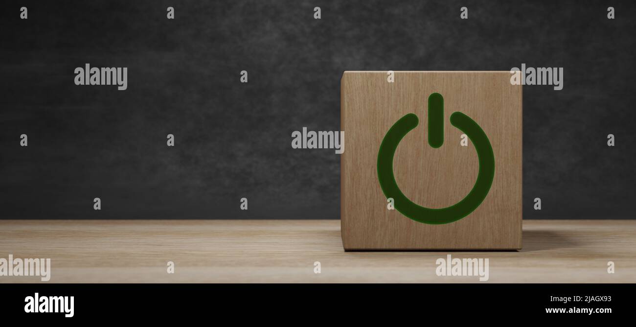 Power sign wooden block 3d rendering Stock Photo - Alamy