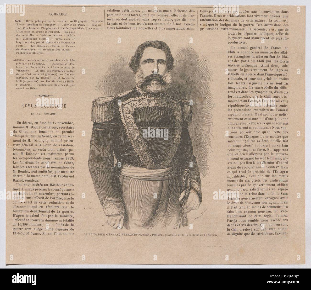 The Brigadier General Venancio Flores, Provisional President of the ...