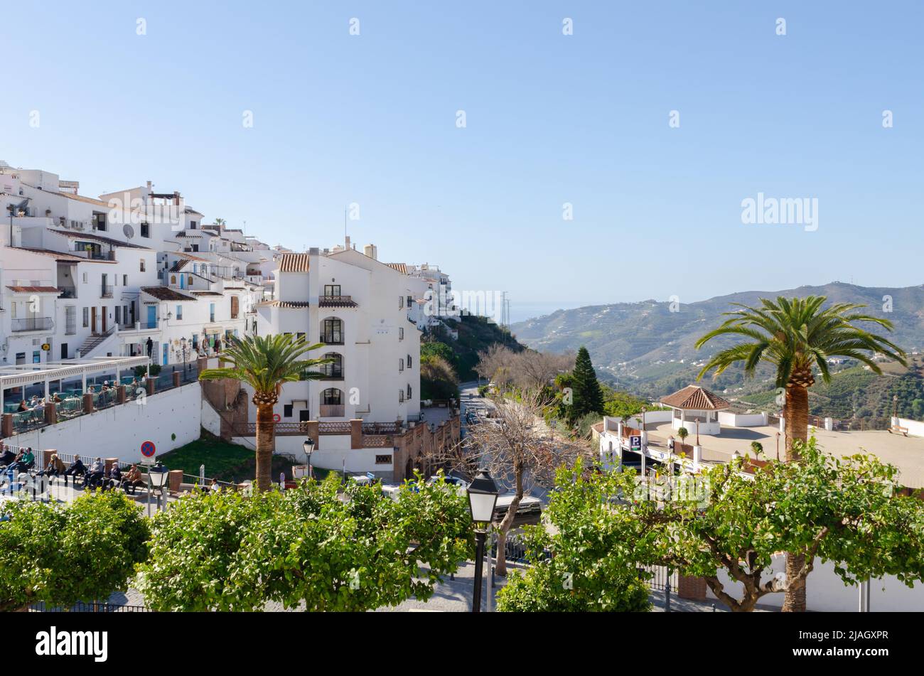 FRIGILIANA, SPAIN - 01 MARCH 2022 A small white village, recognized by ...