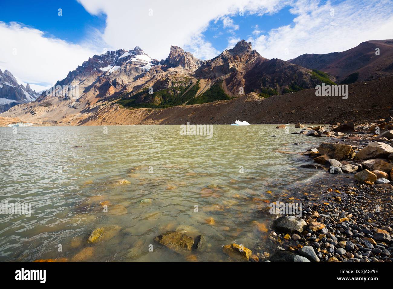 Lake at foot of Fitz Roy, Cerro Torre, Andes Stock Photo - Alamy