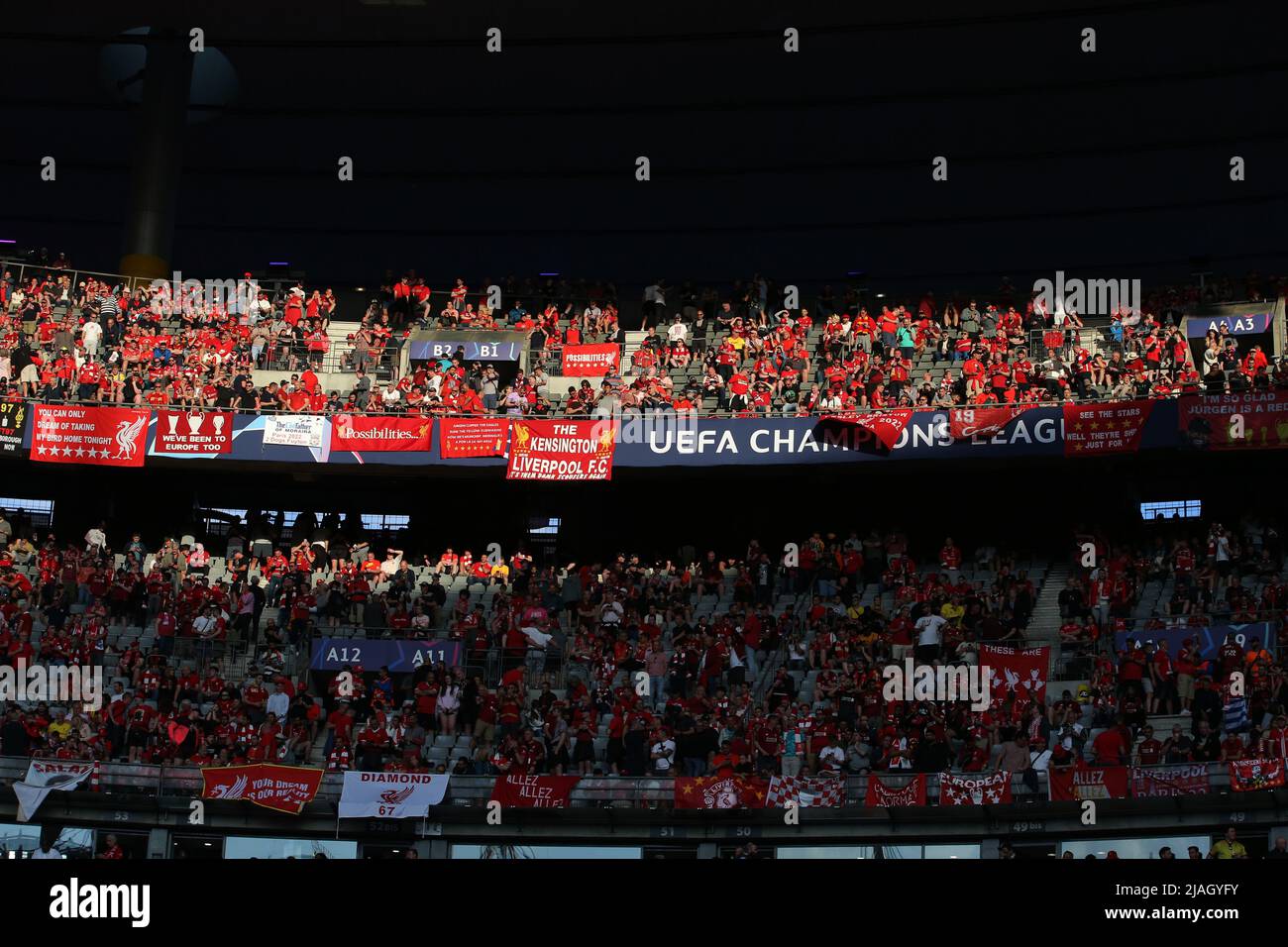 Paris, France, 28th May 2022. Liverpool fans pictured in the afternoon ...