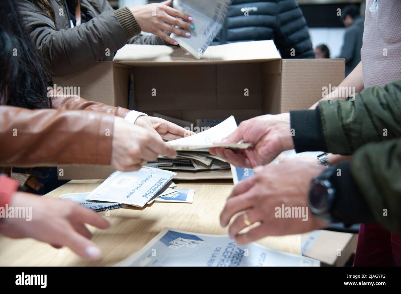 Electoral jury members count votes after elections rally ended during ...