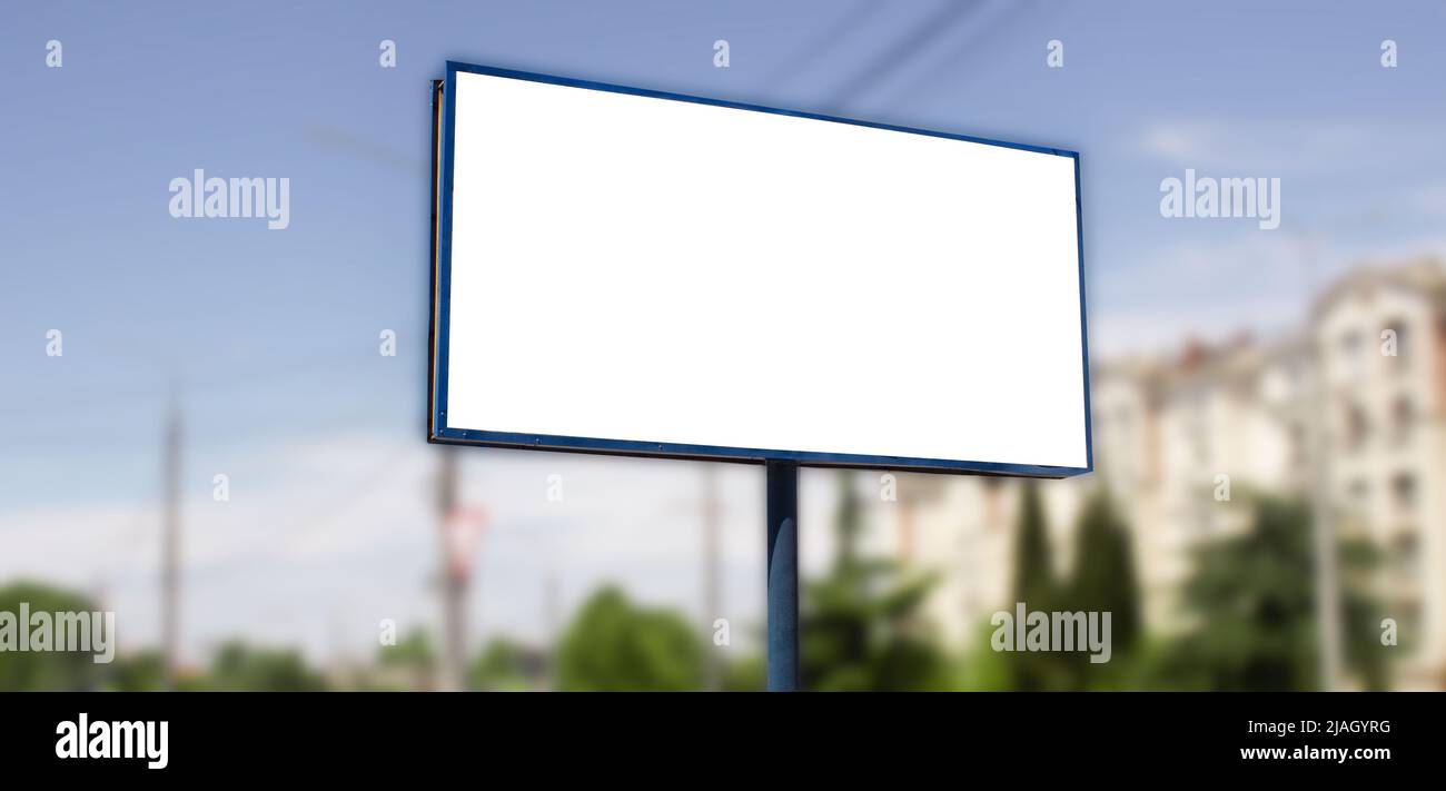 Horizontal billboard advertising mockup on a blurred background of the ...