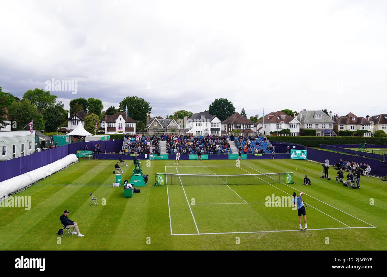 Andy Murray serves against Jurij Rodionov during day two of the ...