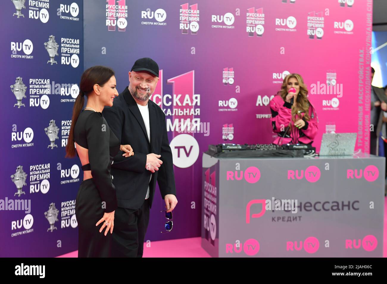 Moscow. The singer Elena Sever and the actor Gosha Kutsenko at a ...
