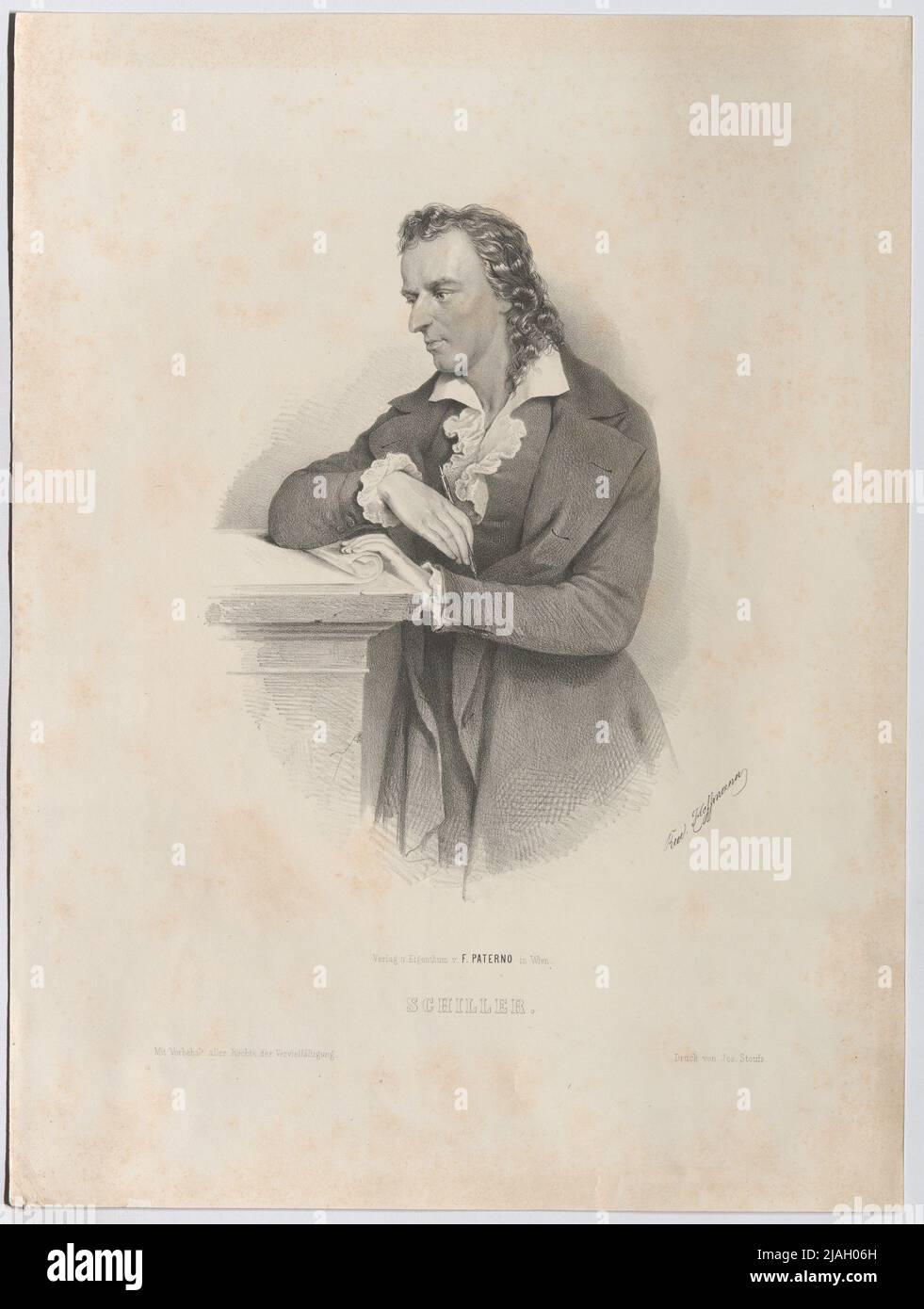 SCHILLER.". Friedrich Schiller. Rudolf Hoffmann, lithographer, Joseph ...