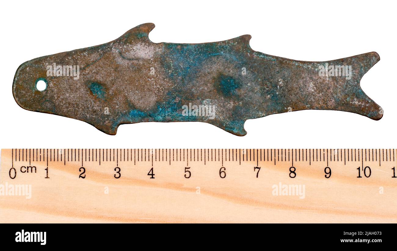 Ancient bronze coins in the form of fish Zhou Dynasty. China. Isolated ...