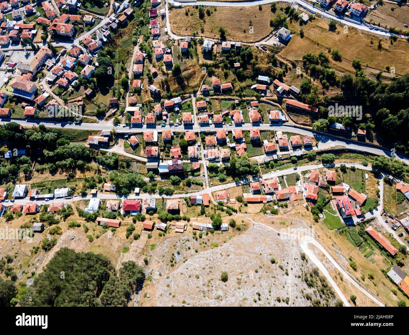 Aerial view of village of Trigrad, Smolyan Region, Bulgaria Stock Photo ...