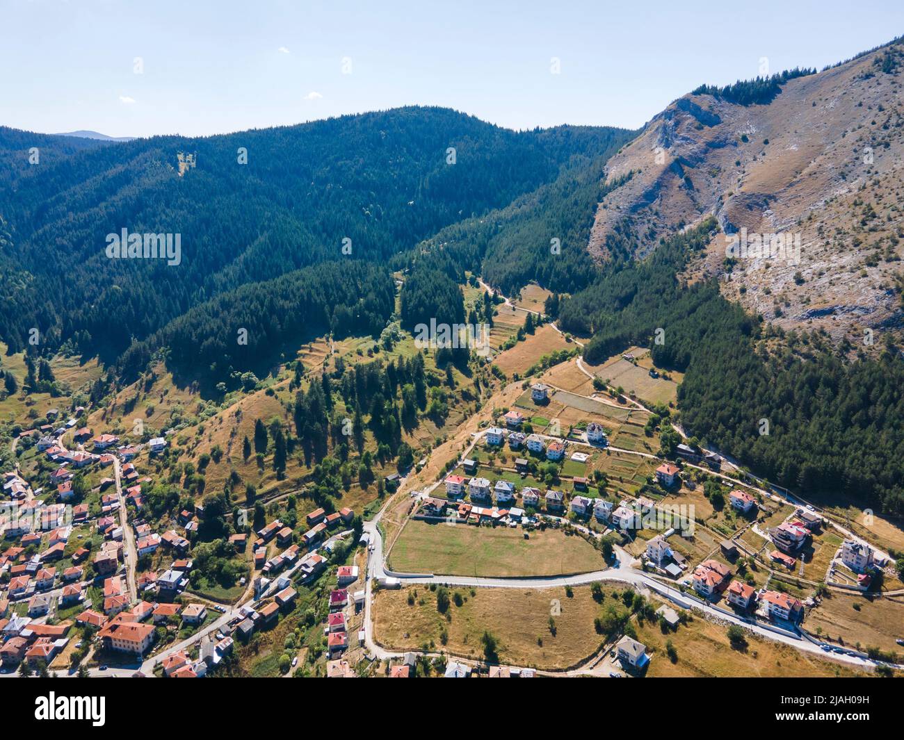 Aerial view of village of Trigrad, Smolyan Region, Bulgaria Stock Photo ...