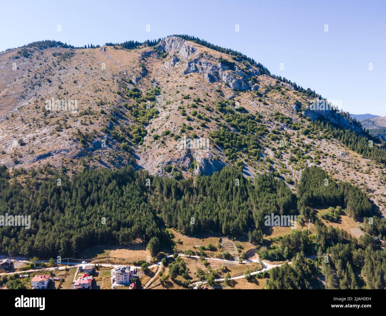 Aerial view of village of Trigrad, Smolyan Region, Bulgaria Stock Photo ...
